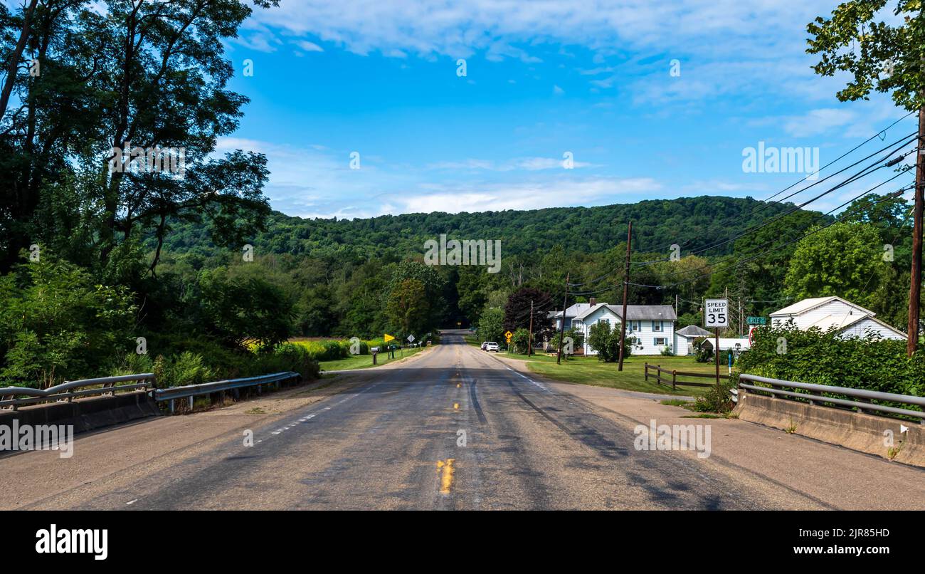 Houses along National Forge Road in Brokenstraw Township, Pennsylvania ...