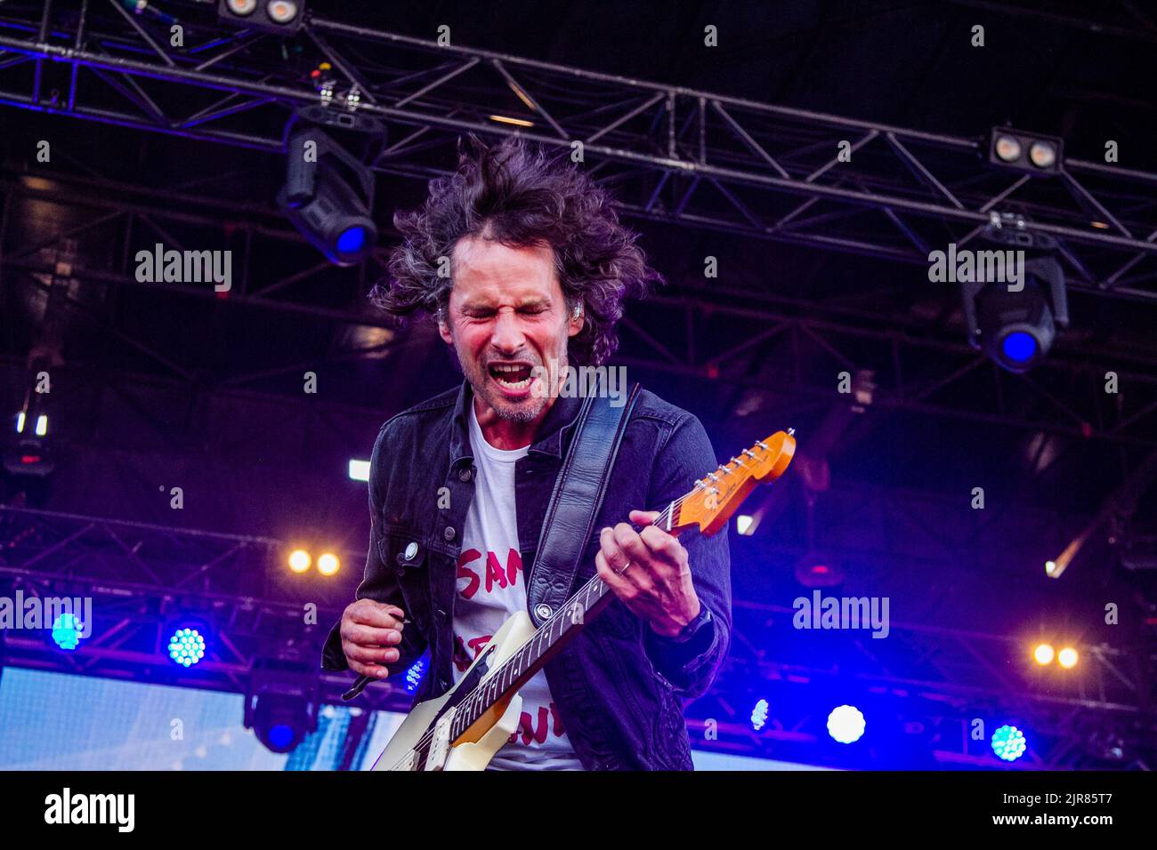 Edmonton, Canada. 21st Aug, 2022. Sam Roberts, lead singer of the Sam ...