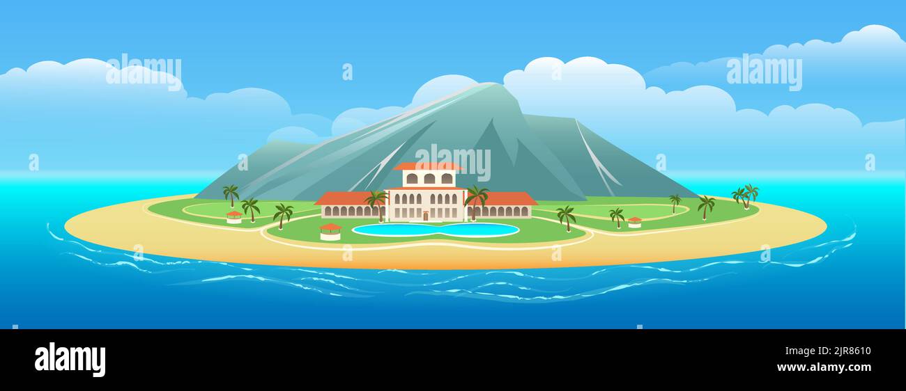Palm island villa Stock Vector Images - Alamy