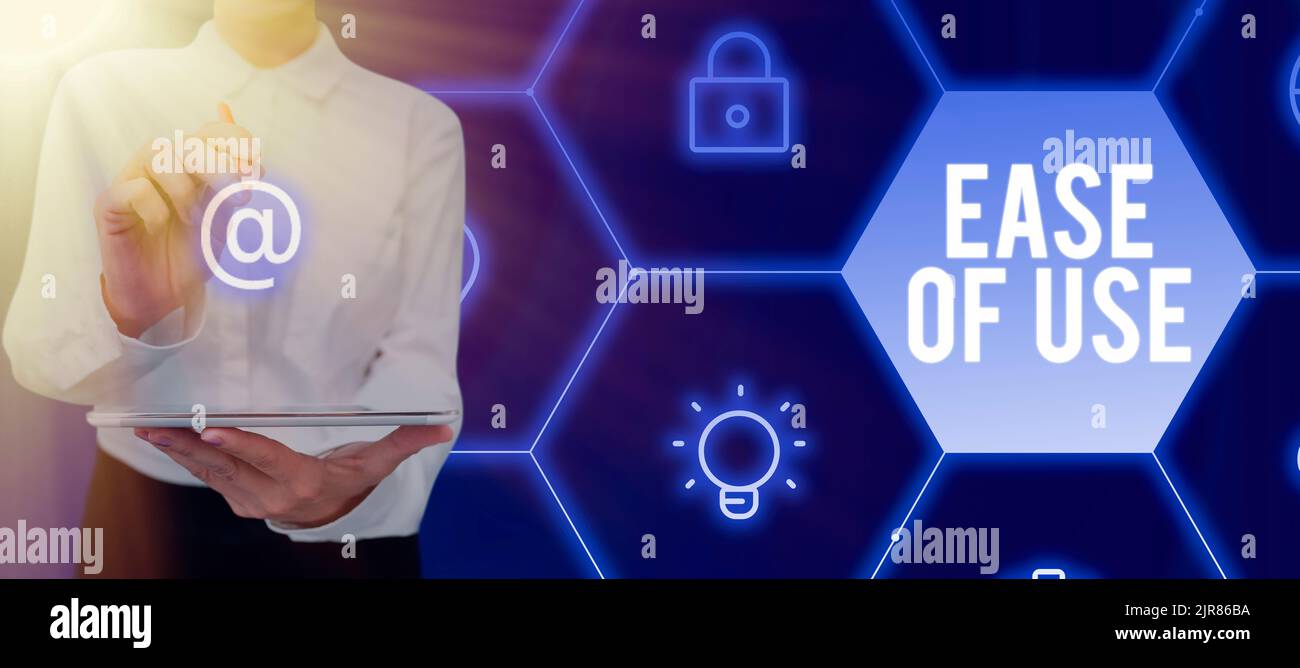 Conceptual display Ease Of Use. Internet Concept User friendly easy to operate simple technology ...