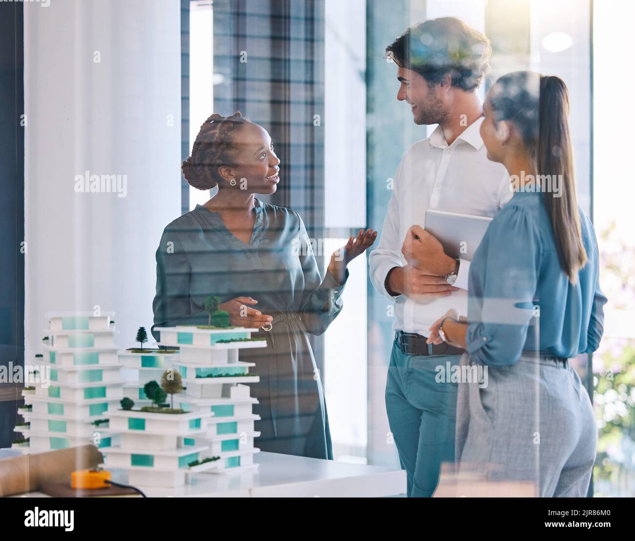 Talking architects, building engineers or designers meeting, talking ...