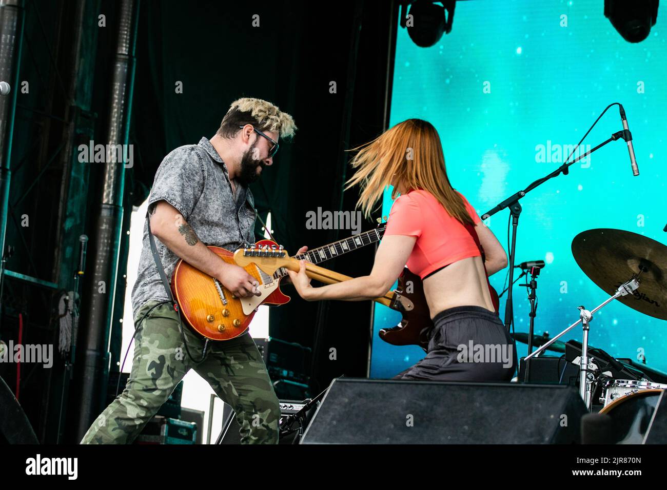 Brandon Baker (L) and Oliver Street (R) of King of Foxes perform at the ...