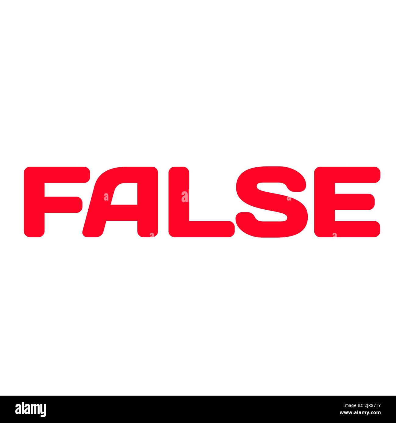 False text in red colour background white Stock Photo - Alamy