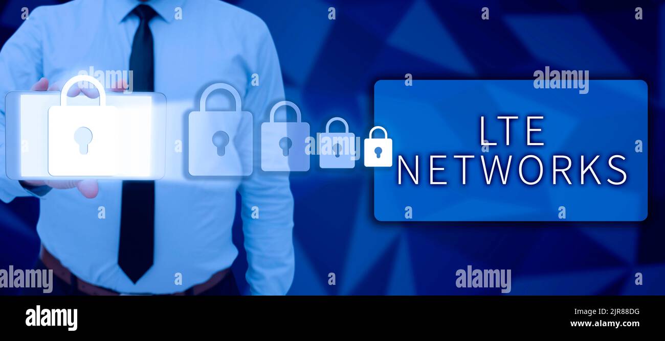 Text caption presenting Lte Networks. Concept meaning Fastest network ...