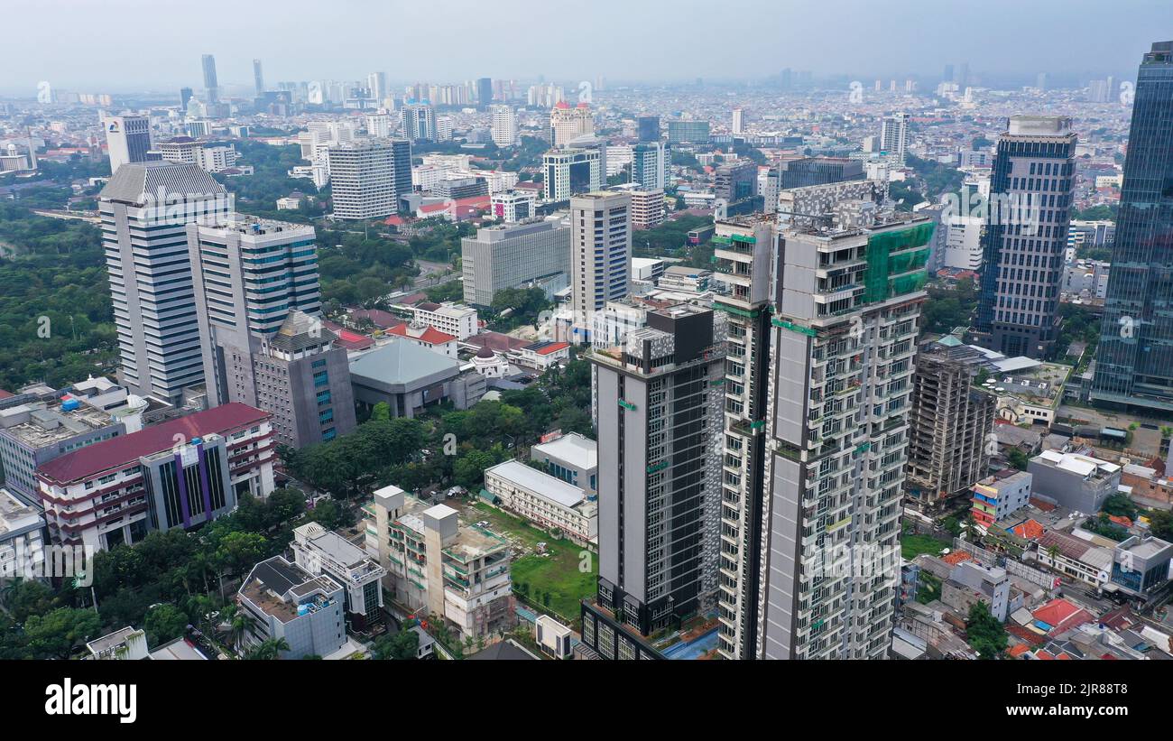 Aerial View of Jakarta Downtown Skyline with High-Rise Buildings With ...