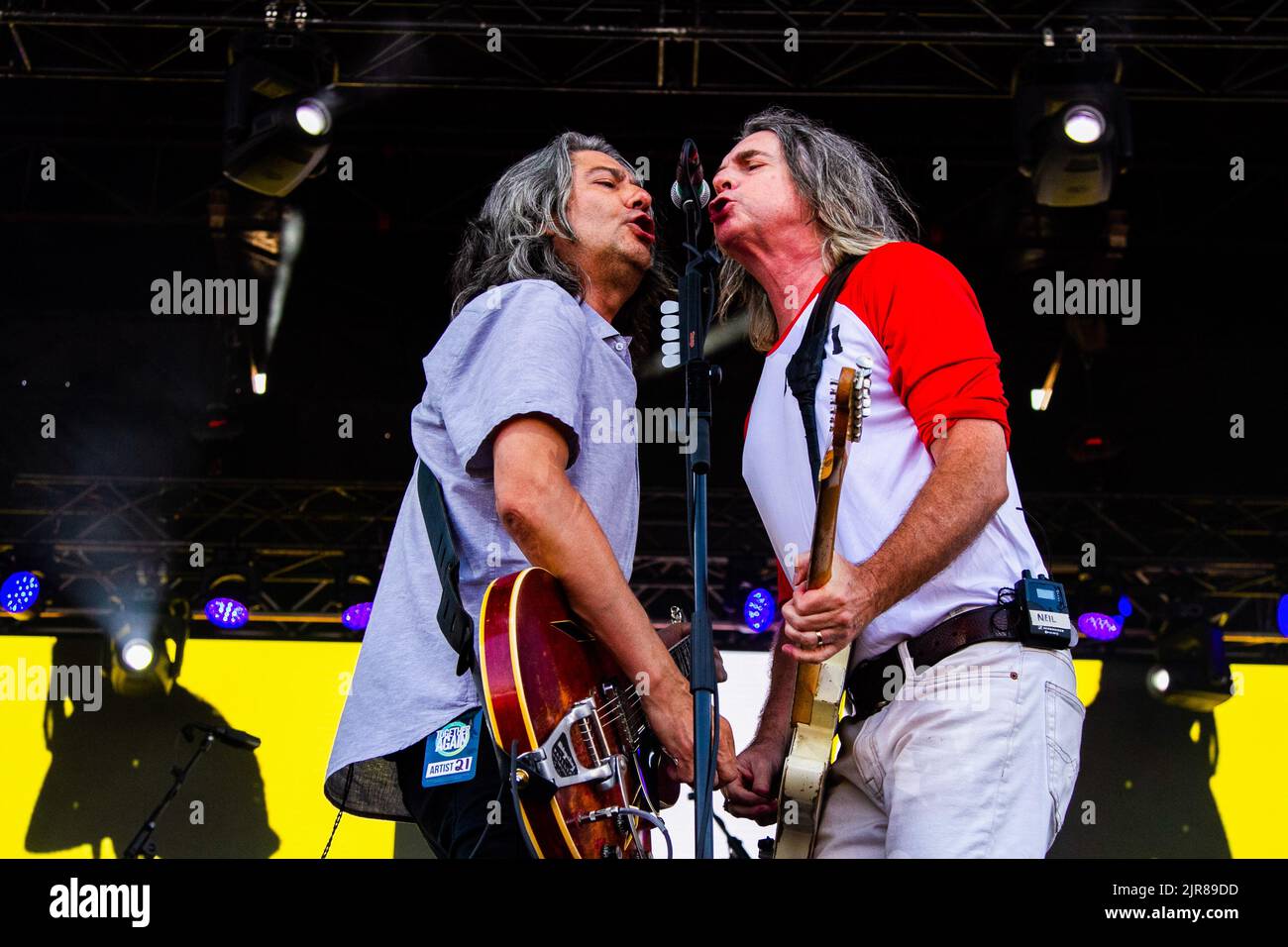Dave Genn (L), lead guitarist and Neil Osborne (R) lead singer of 54-40 ...