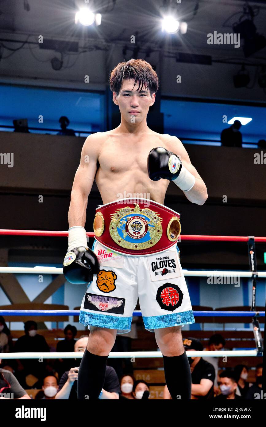 Ryota Toyoshima of Japan won WBO Asia Pacific Welterweight title bout at Korakuen Hall on August ...
