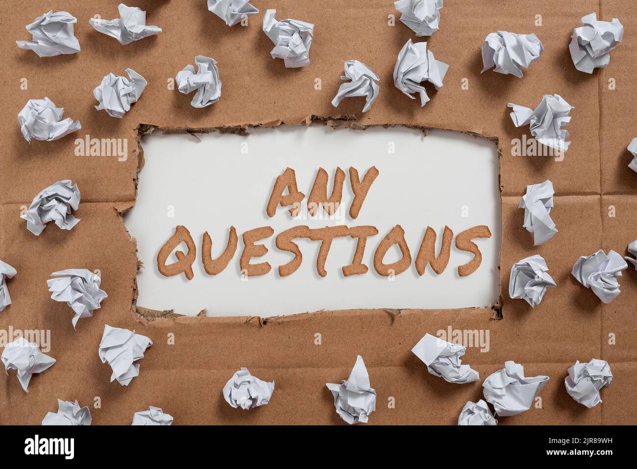 Text caption presenting Any Questions. Business idea Clueless Blank ...