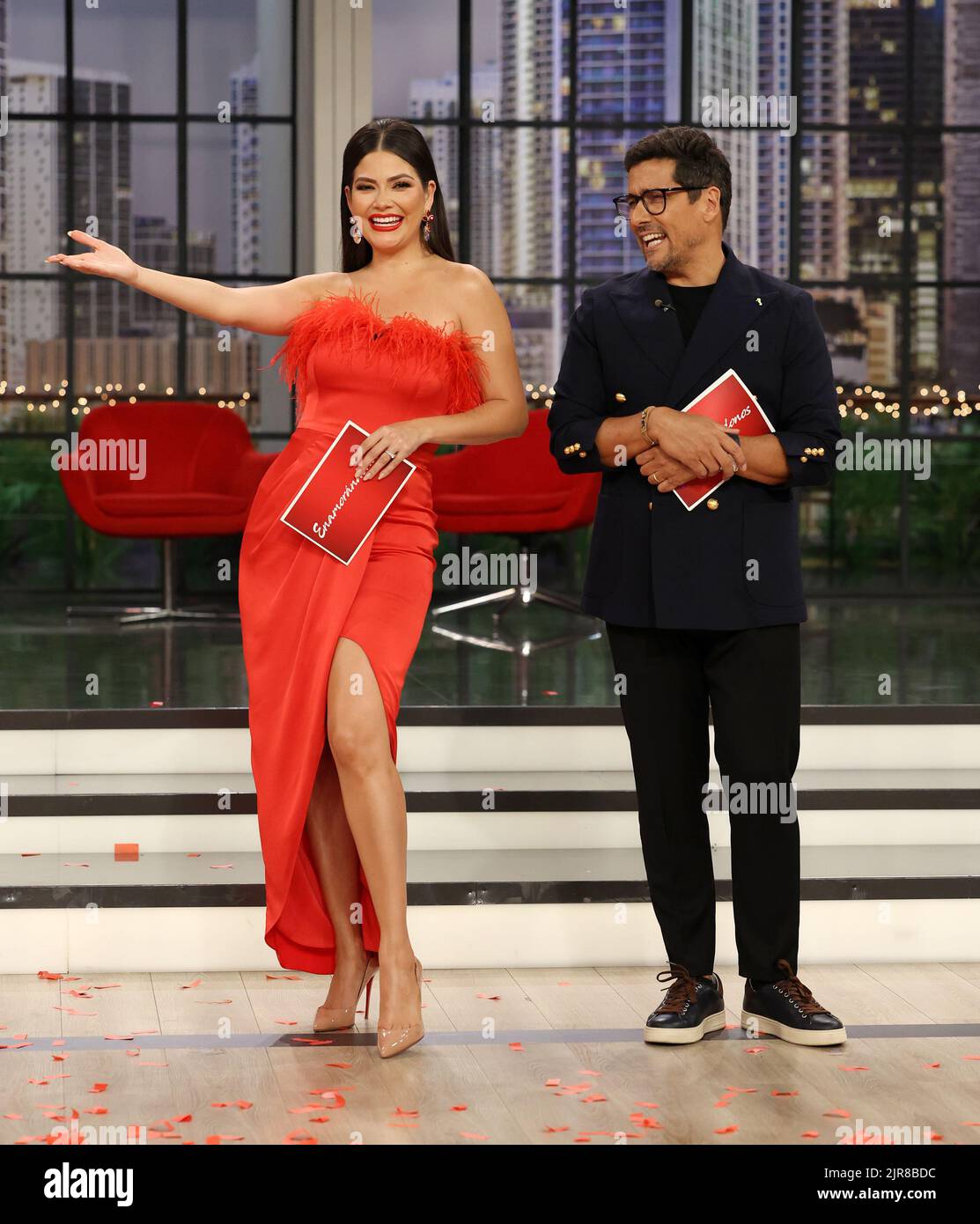 MIAMI, FL-AUG 22: Ana Patricia Gamez and Rafael Araneda are seen during ...