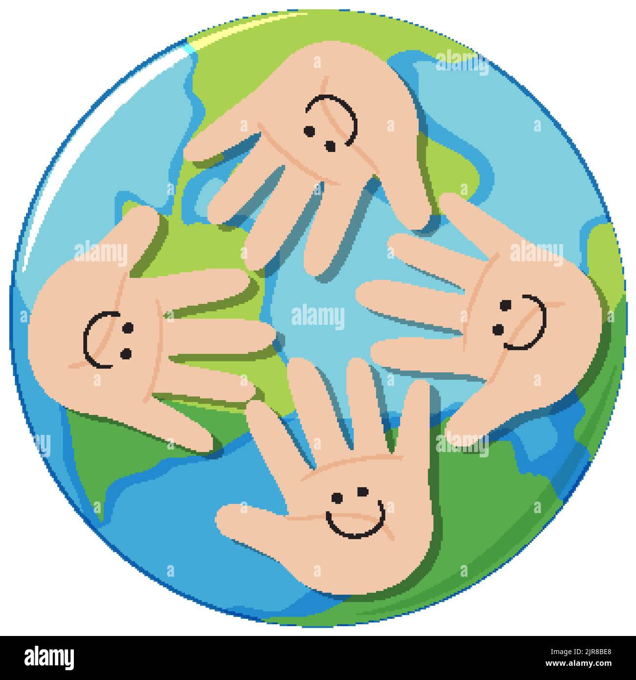 Human Hands Symbol On Earth Planet Illustration Stock Vector Image