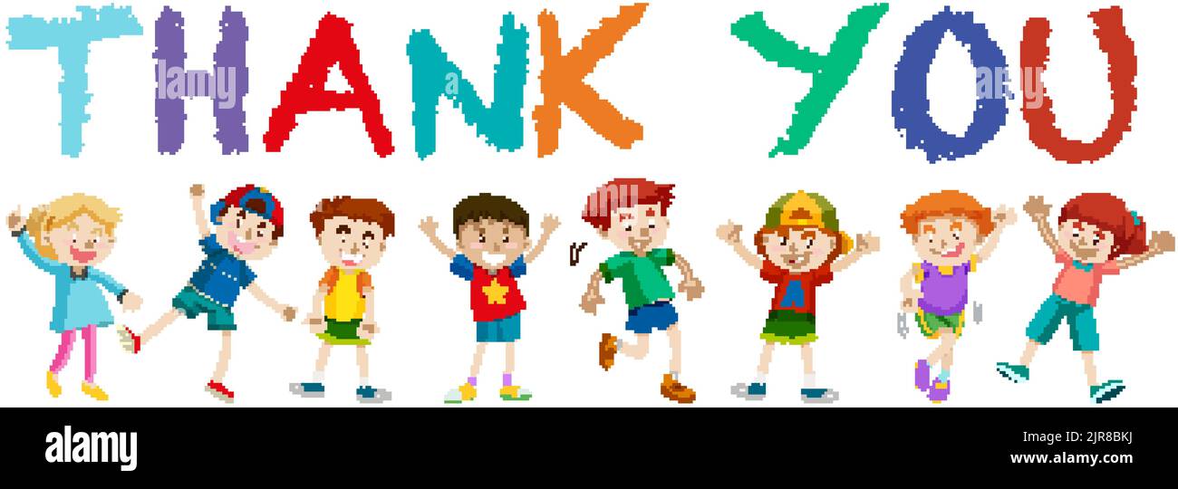 Children with word thank you illustration Stock Vector Image & Art - Alamy