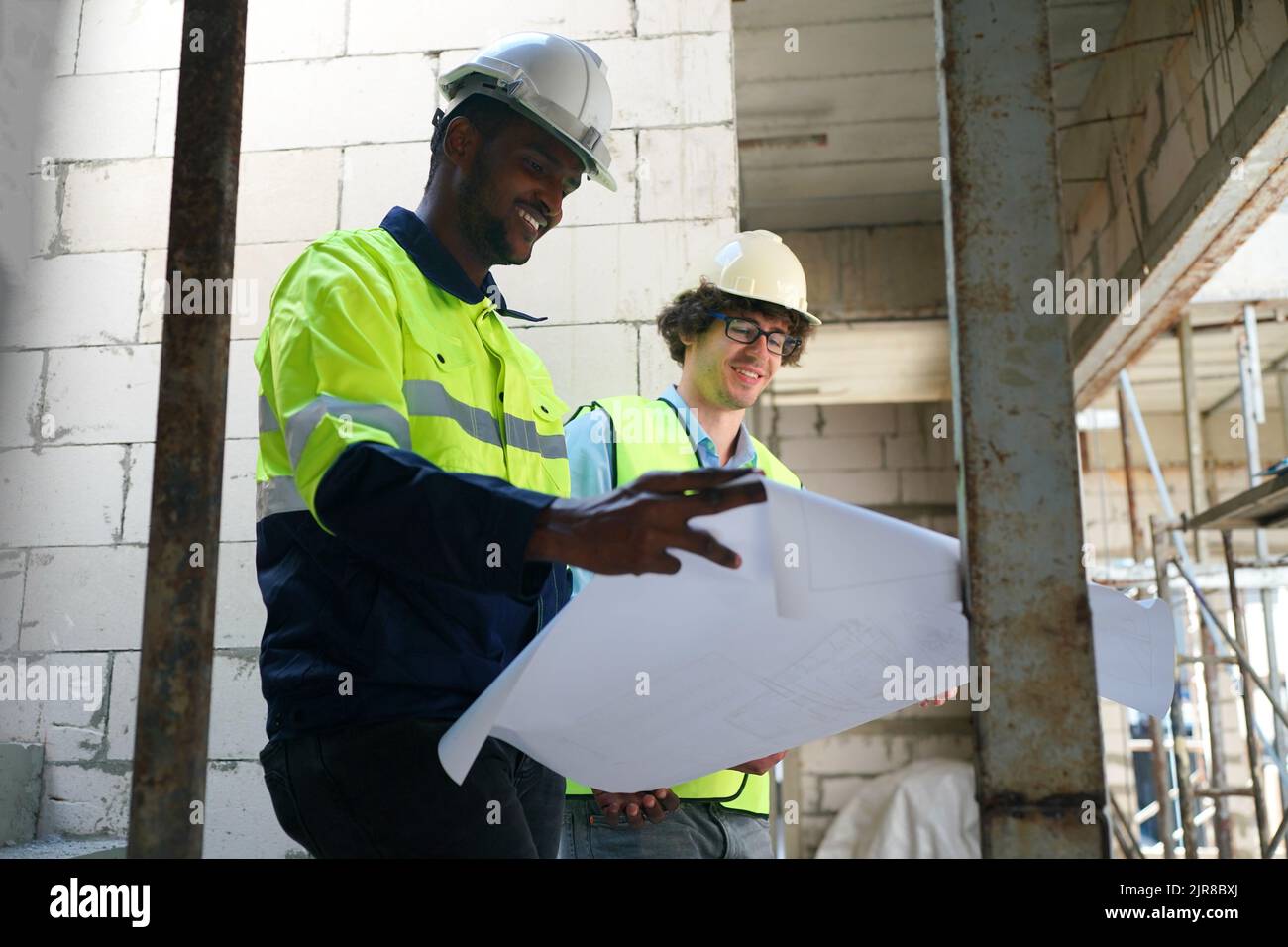 Residential Building. Construction Industry. Caucasian Contractor in ...