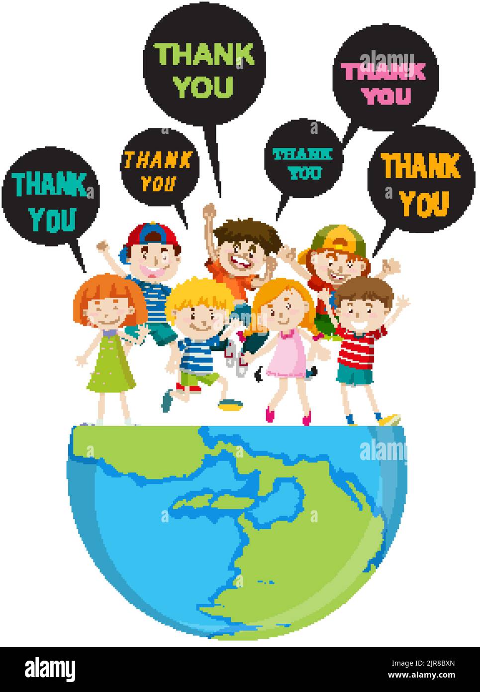 Children with thank you speech bubbles illustration Stock Vector Image ...