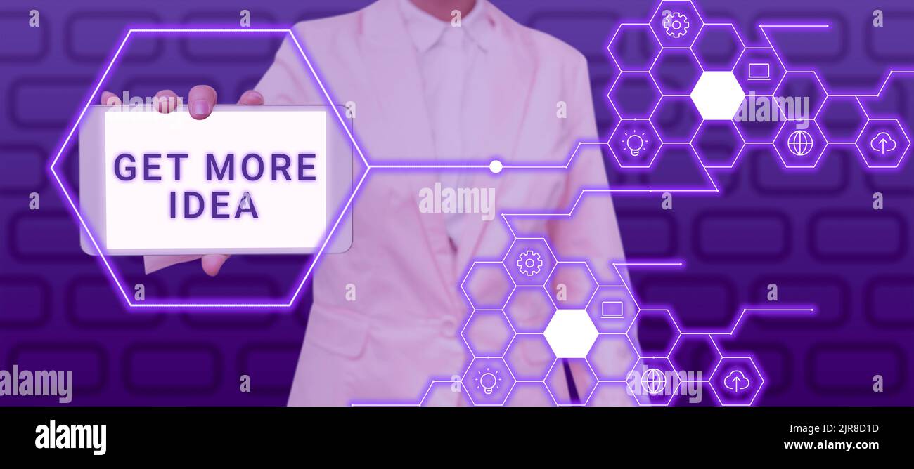 Writing displaying text Get More Idea, Business showcase Random Input Mind Map Picture Mock up ...