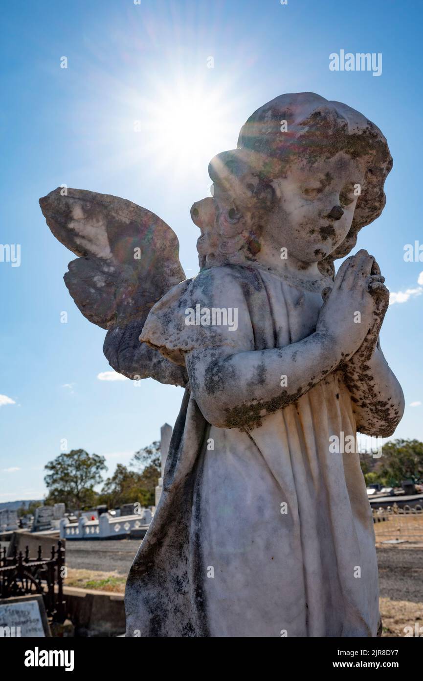Angel praying stone statuary at Glen Innes cemetary in northern new ...
