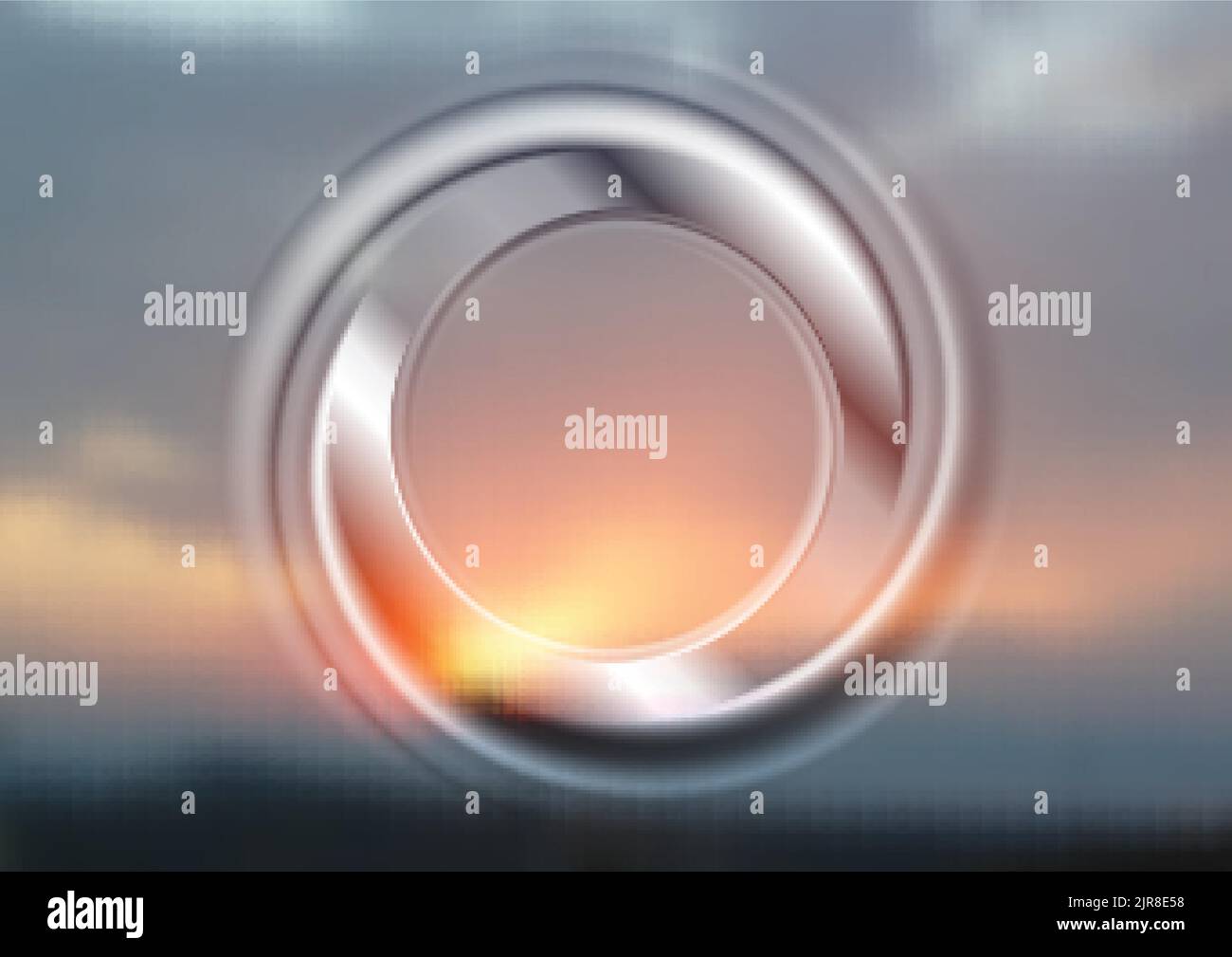 Abstract smooth circle ring on blurred sunset background. Vector logo ...