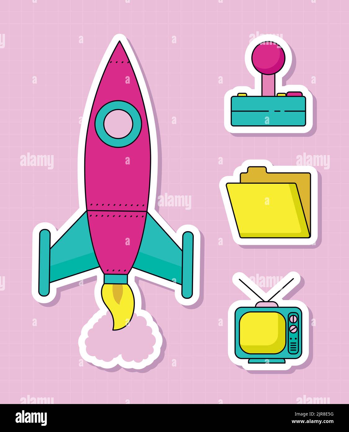 retro futuristic stickers Stock Vector Image & Art - Alamy