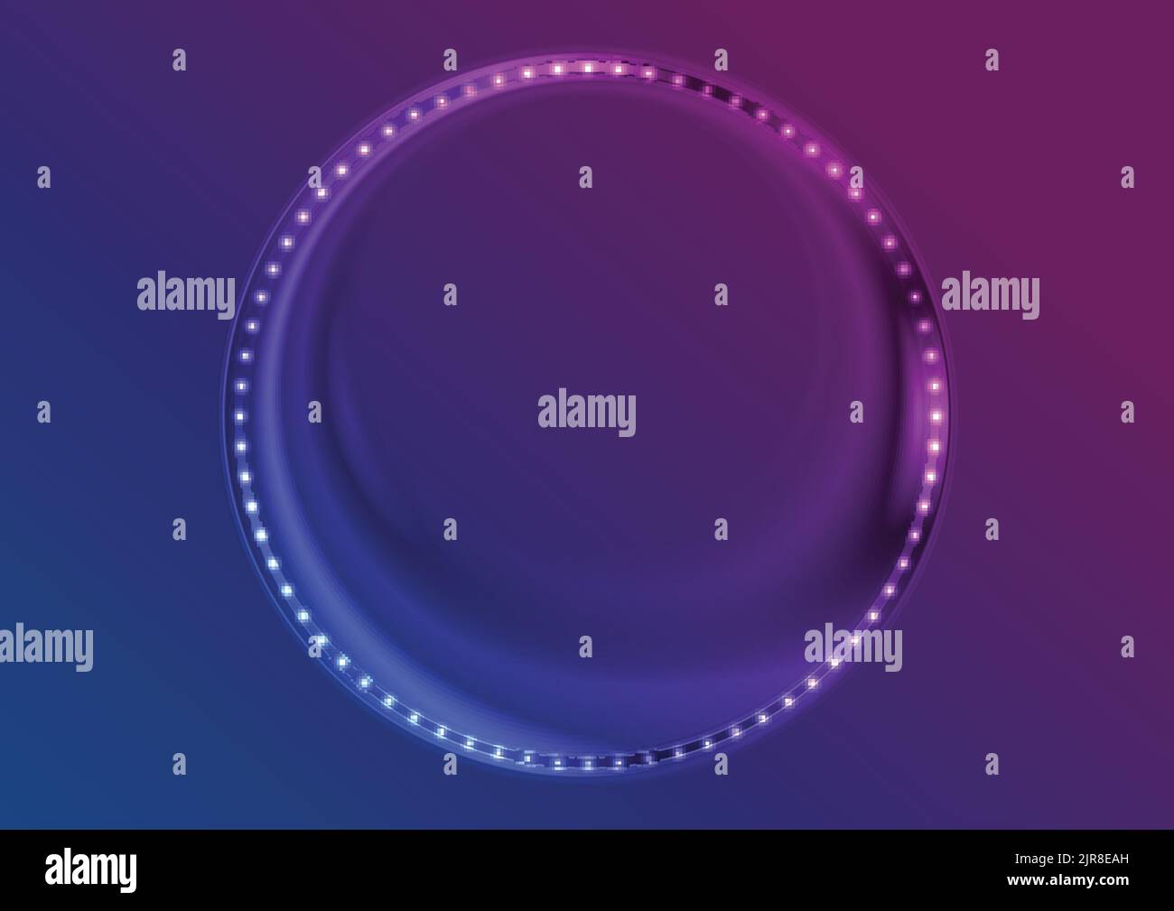 Neon led lights abstract circle frame blue and purple background. Vector modern design Stock ...