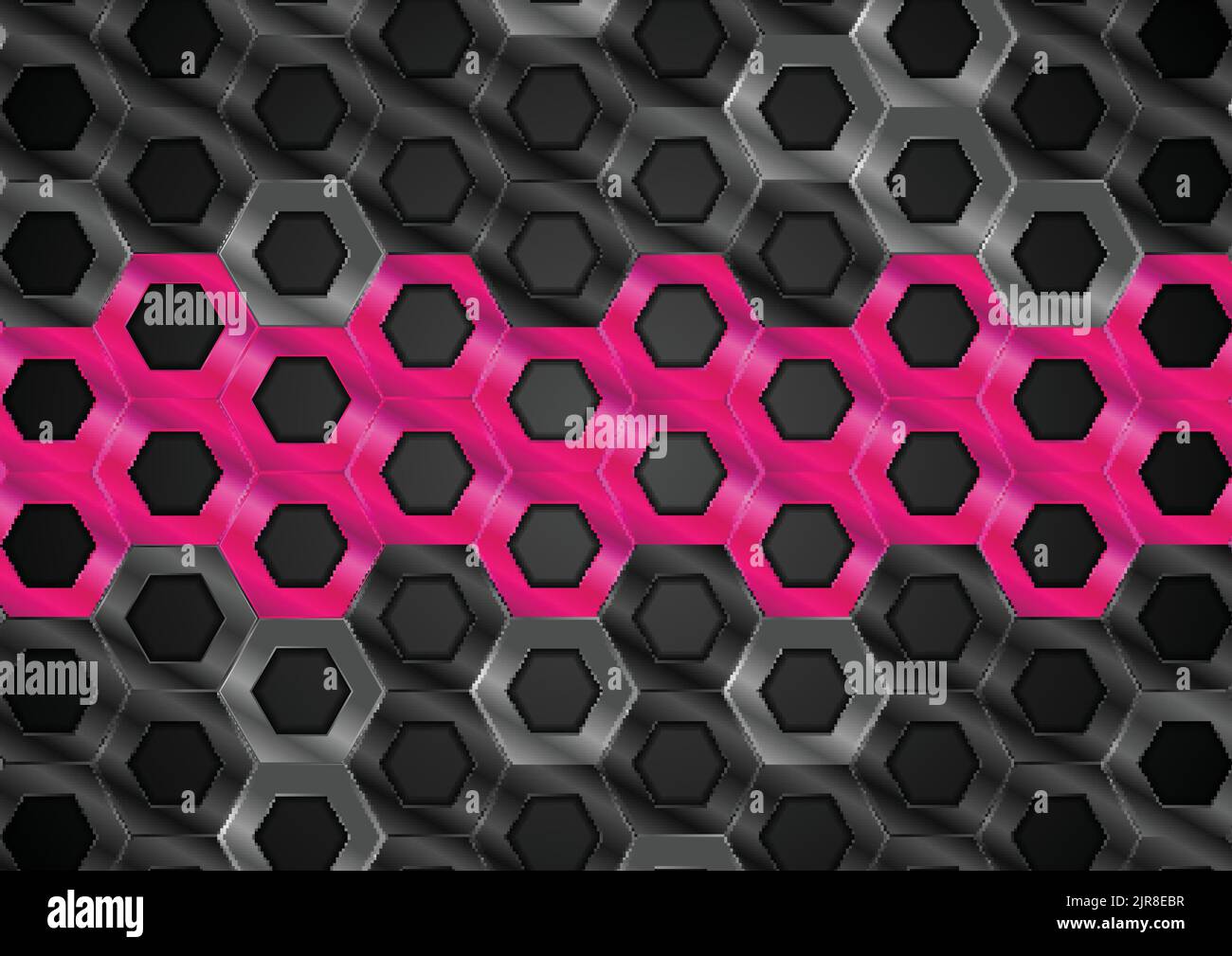 Black and pink glossy hexagons abstract metallic texture. Tech vector ...