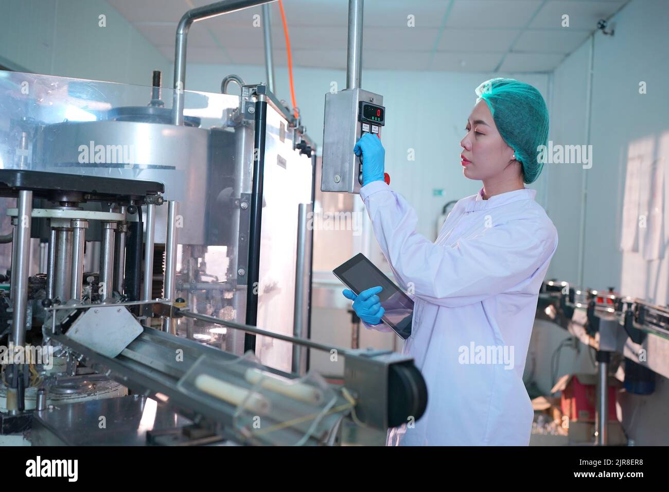 Asian worker labor working in food and beverage for drink industry ...