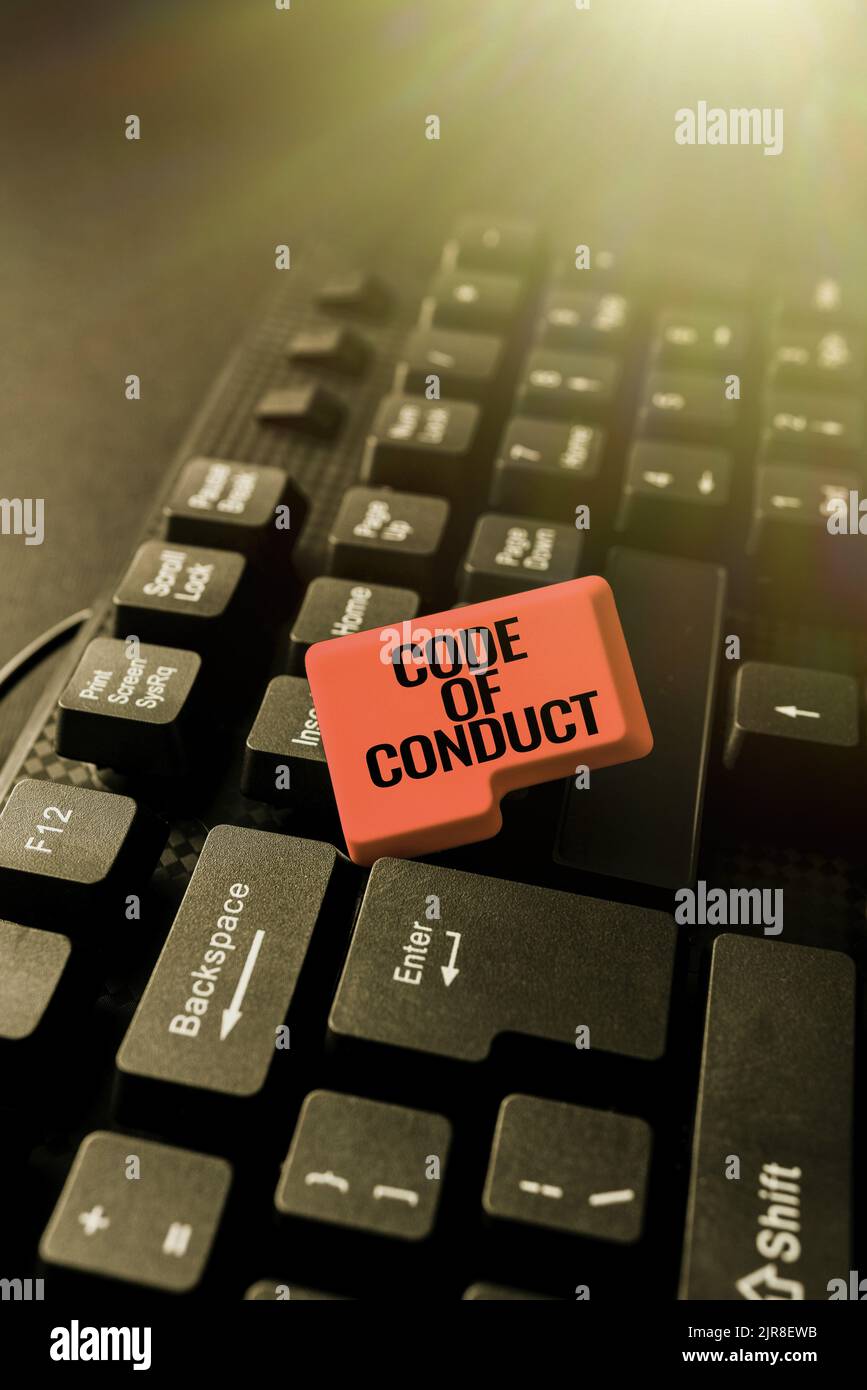 Inspiration showing sign Code Of Conduct, Internet Concept Ethics rules ...