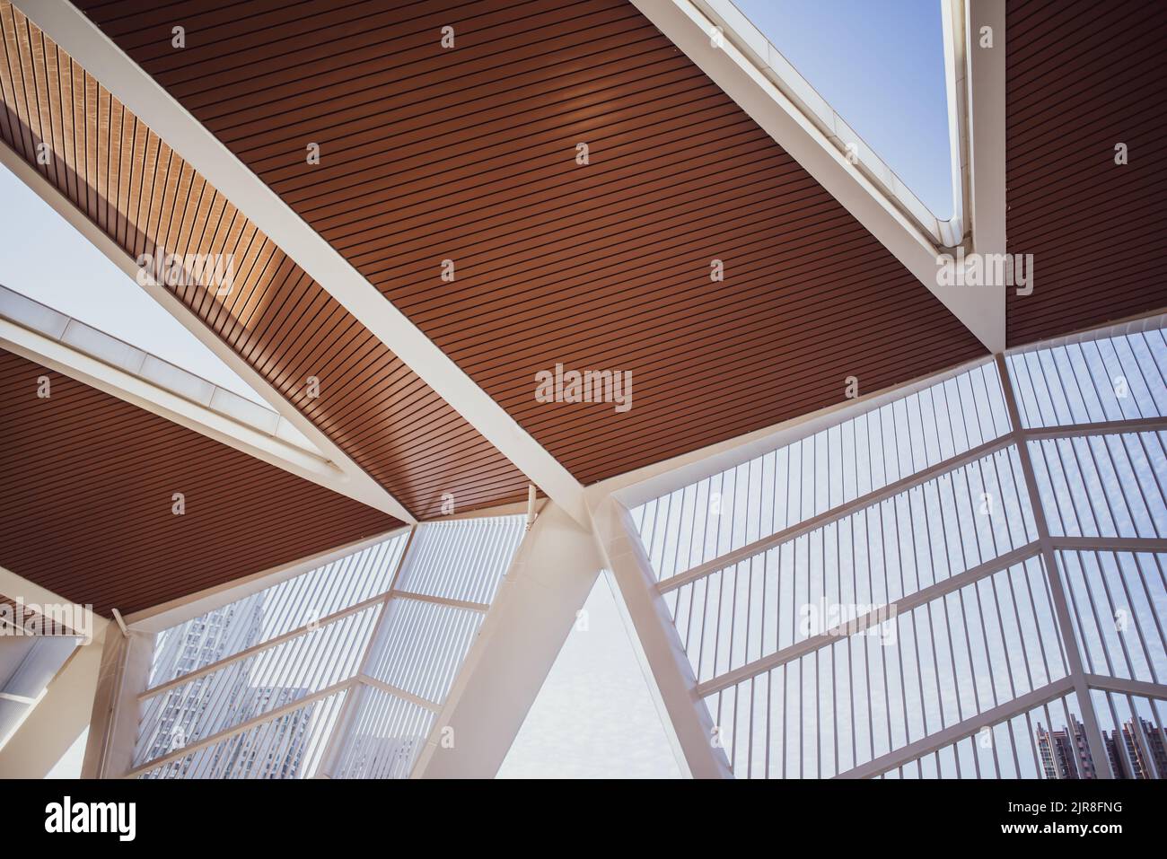 Modern architecture roof structure construction site Stock Photo - Alamy