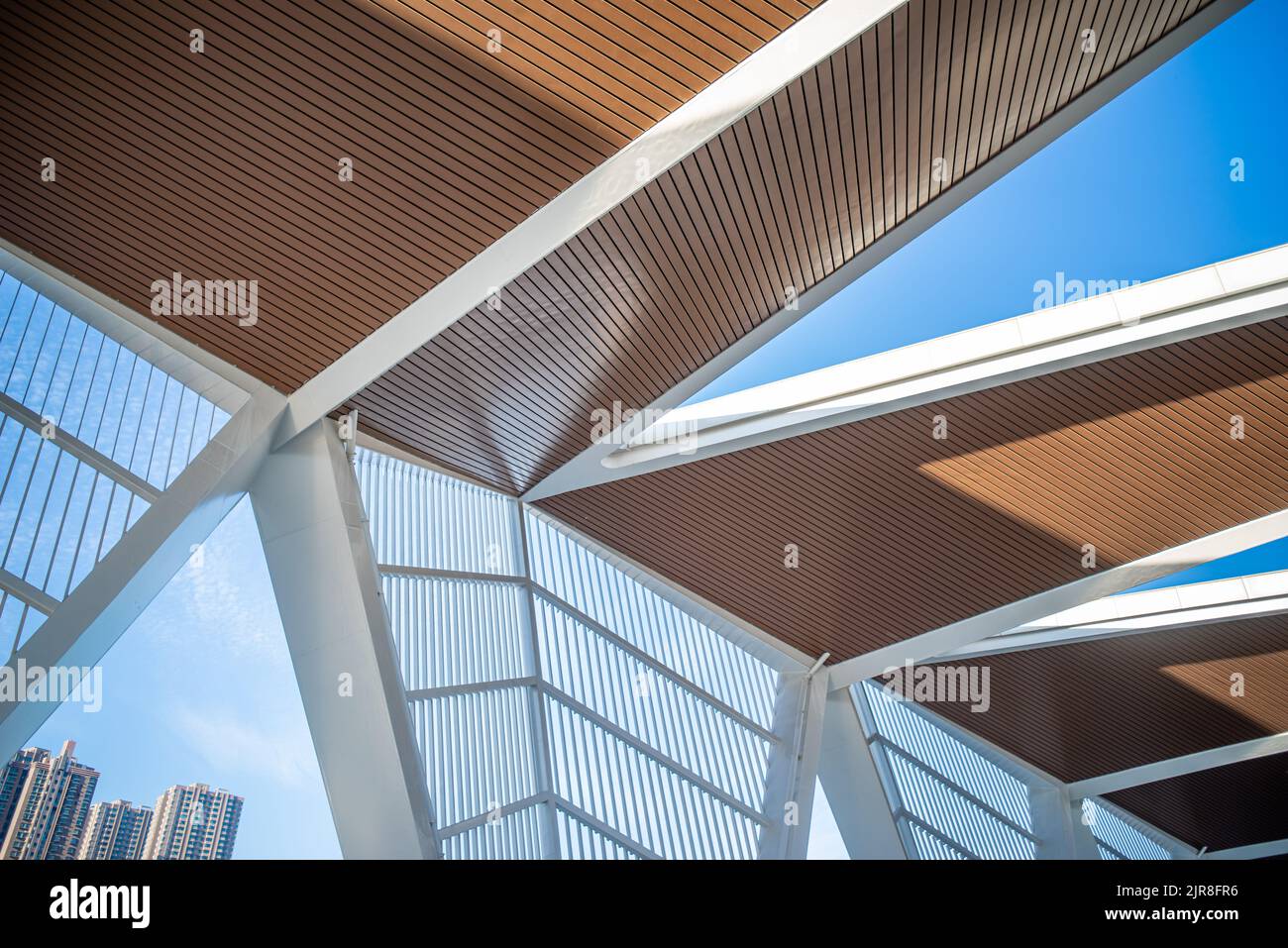 Modern architecture roof structure construction site Stock Photo - Alamy