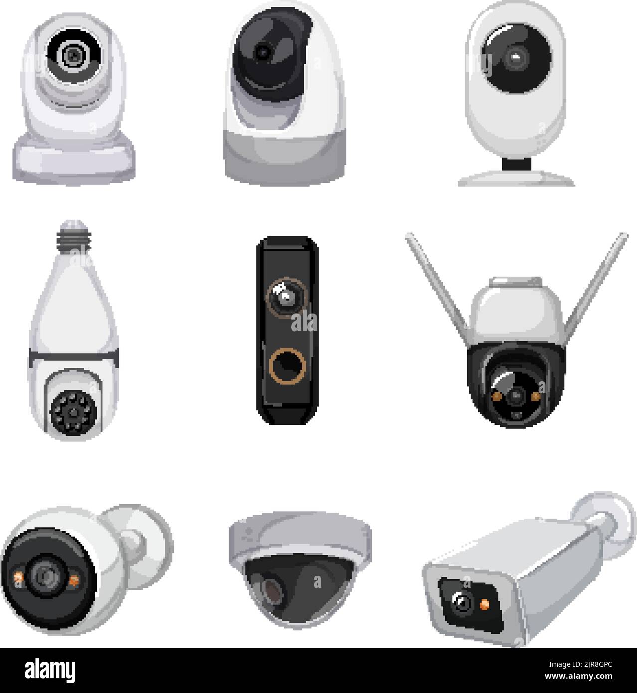 security camera cctv set cartoon vector illustration Stock Vector Image ...