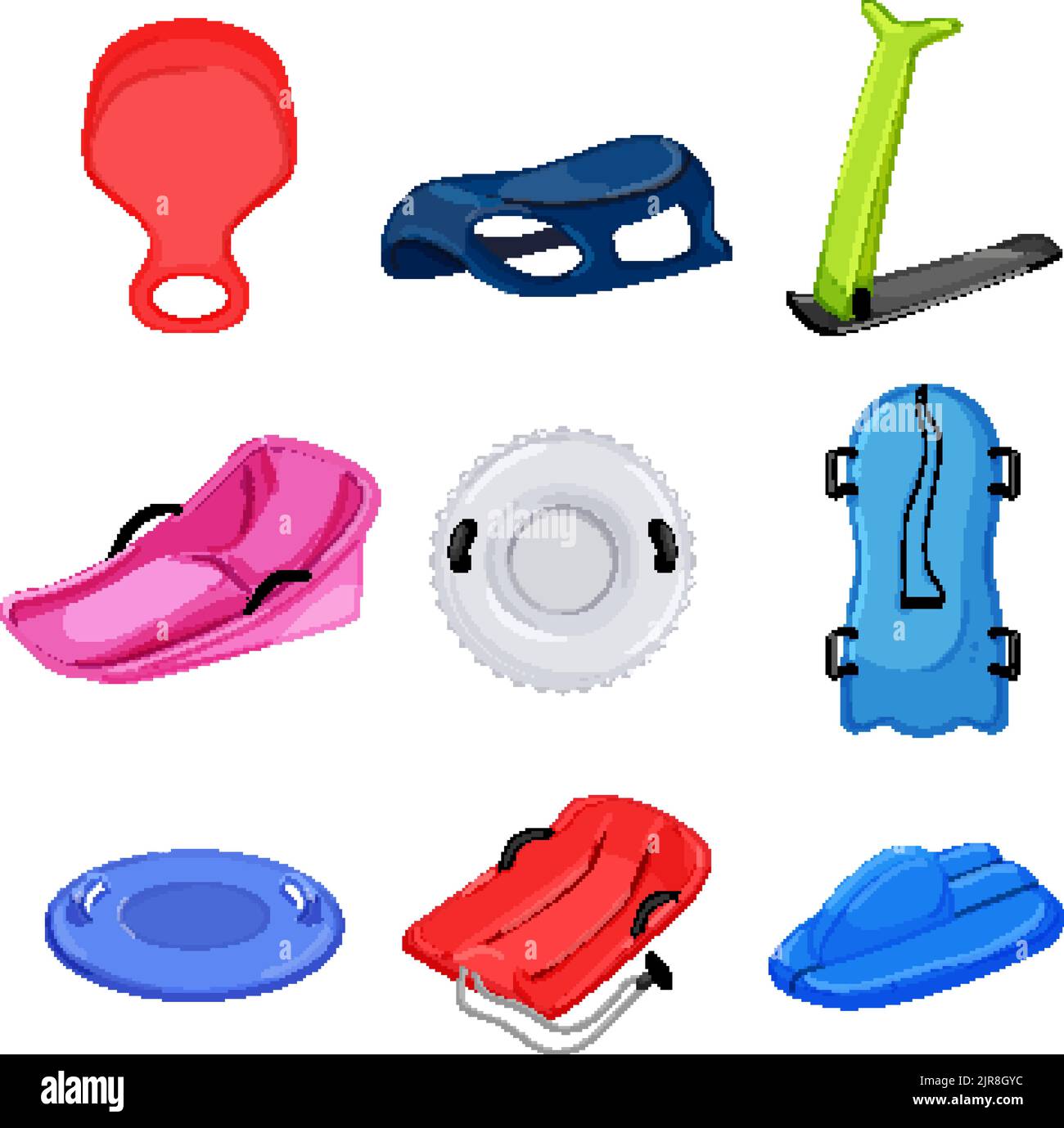 sled snow sleigh set cartoon vector illustration Stock Vector Image ...