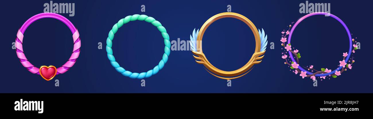 Fancy round avatar frames set isolated on background. Vector ...