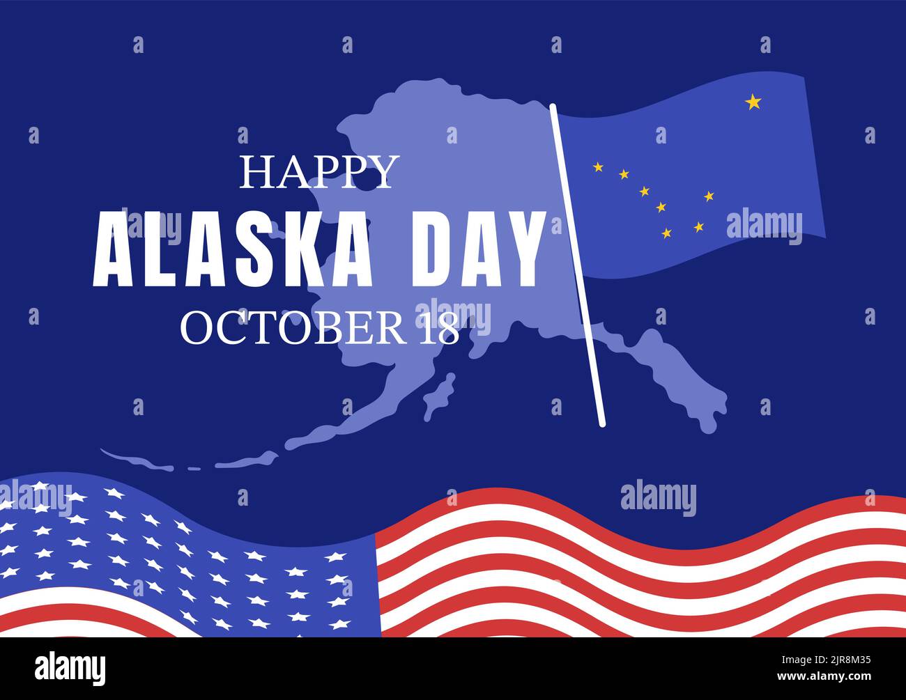 Happy Alaska Day on October 18 Hand Drawn Cartoon Flat Illustration ...