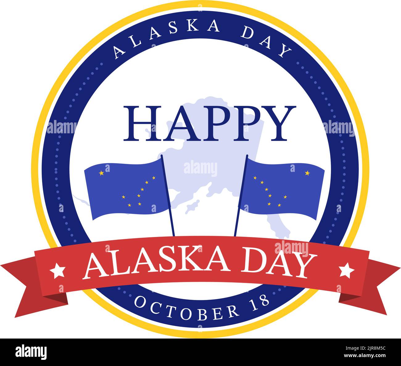 Happy Alaska Day on October 18 Hand Drawn Cartoon Flat Illustration ...