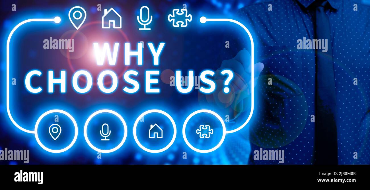 Text sign showing Why Choose Us, Word Written on Reasons for choosing ...
