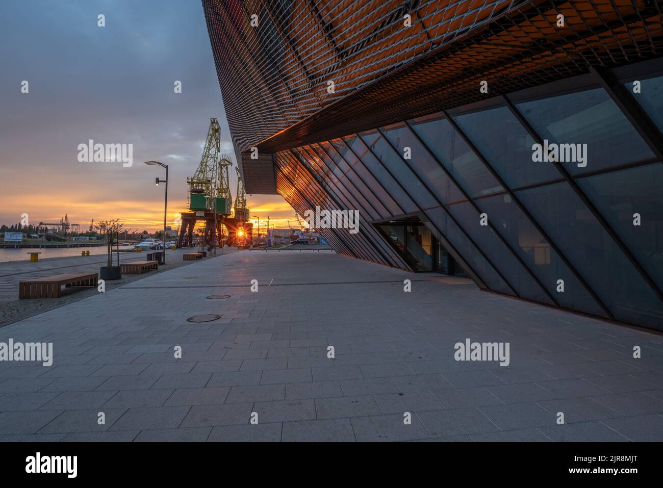 Backplate depicting a parking lot on the background of a modern ...