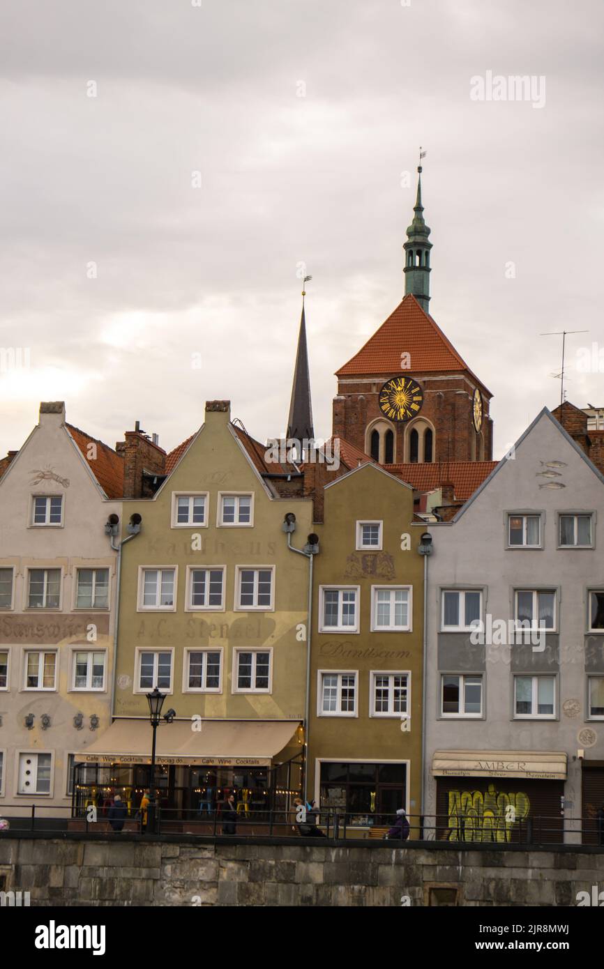 Old town in Gdansk. The riverside on Granary Island reflection in ...