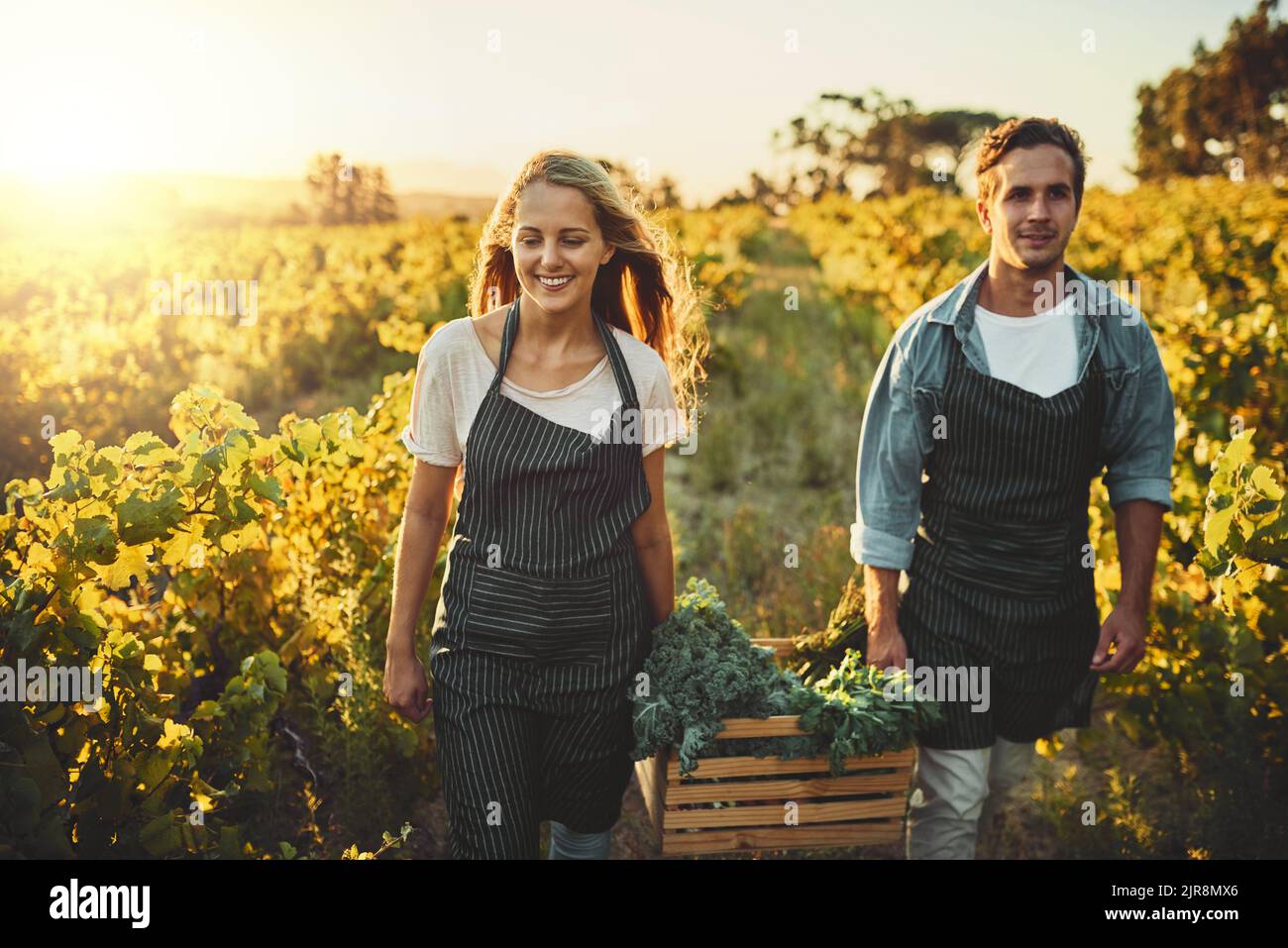Working the land has so many rewards. a young man and woman holding a ...
