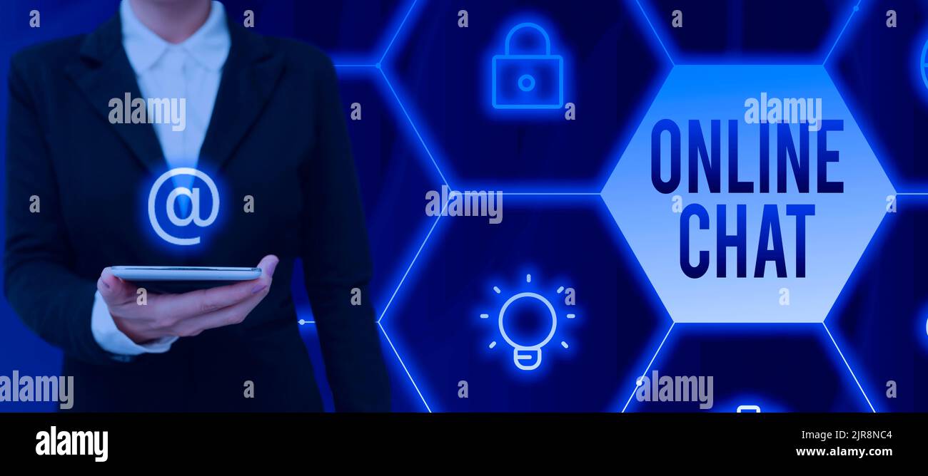 Sign displaying Online Chat, Internet Concept talking with friend or ... Sign displaying Online Chat, Internet Concept talking with friend or ...