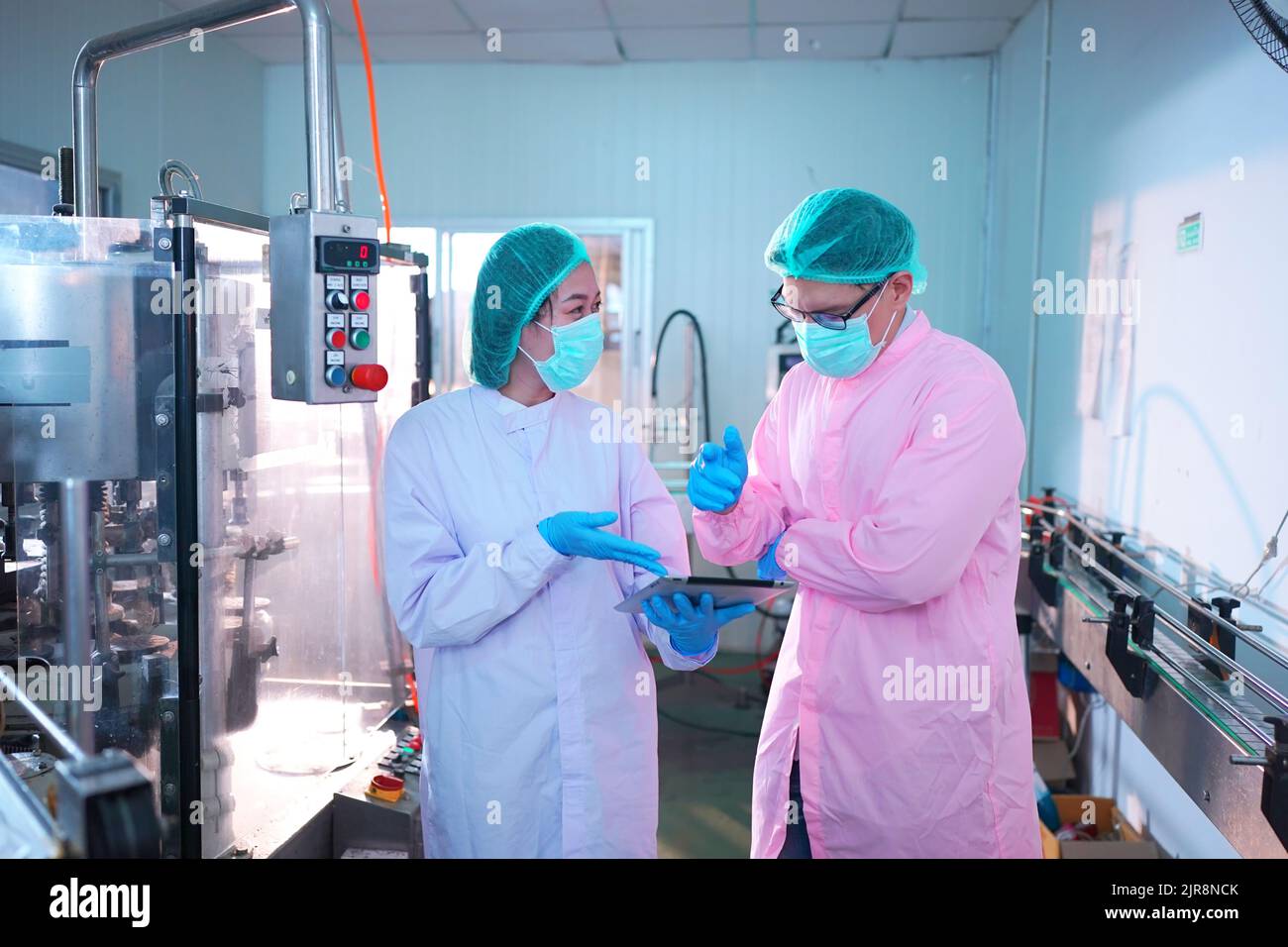 Asian worker labor working in food and beverage for drink industry ...