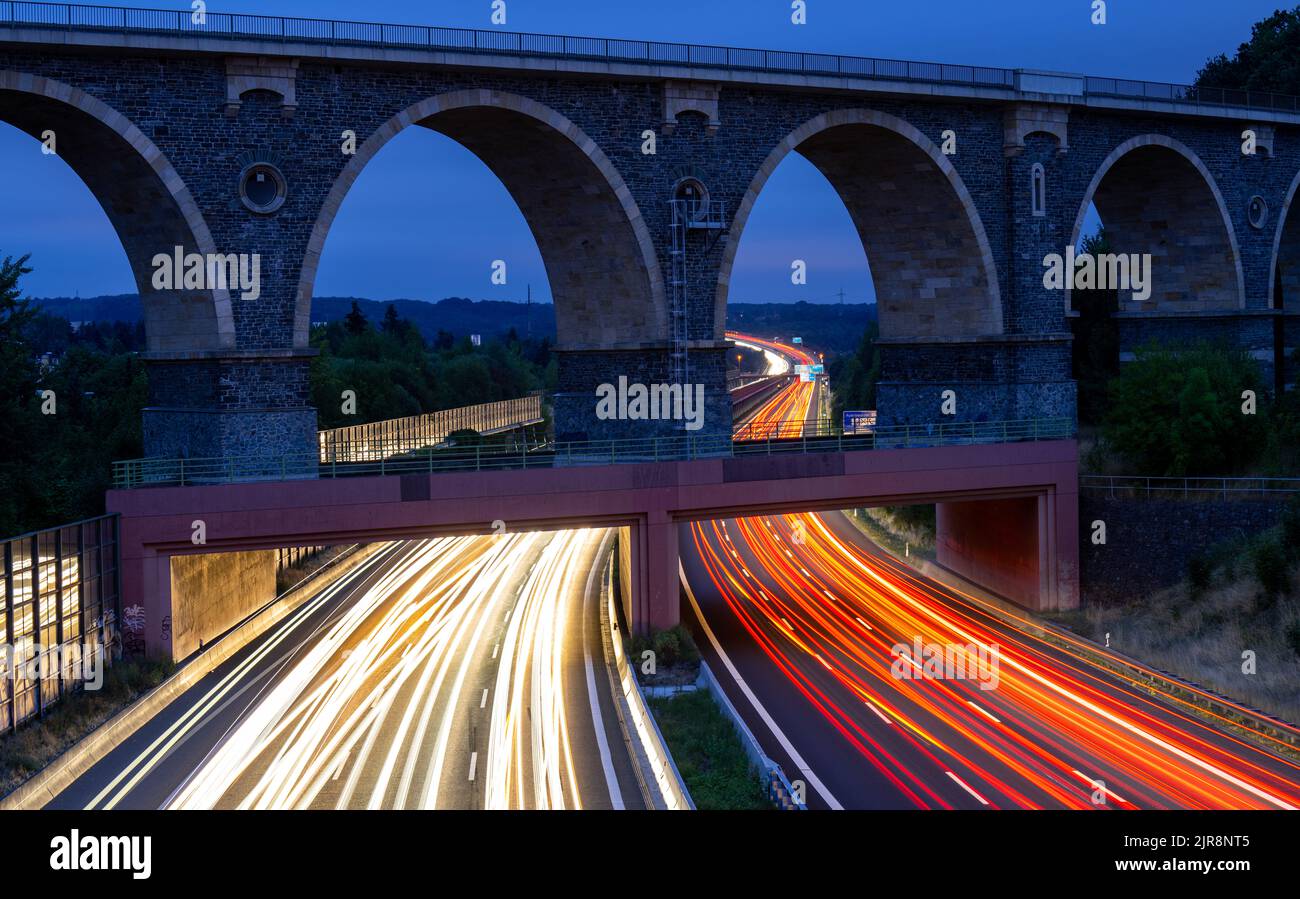 Chemnitz, Germany. 23rd Aug, 2022. Cars pass under the Bahrebach Mill ...