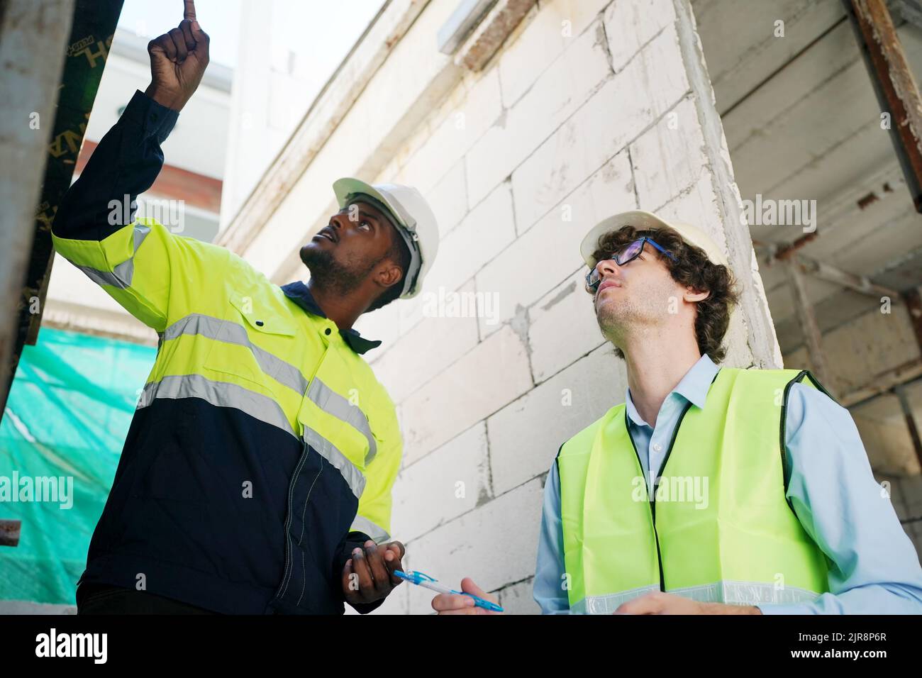 Residential Building. Construction Industry. Caucasian Contractor in ...