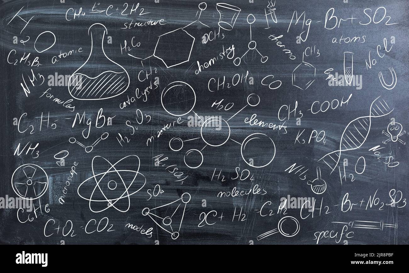 Background of a school board with scribbles painted chalk. A ...