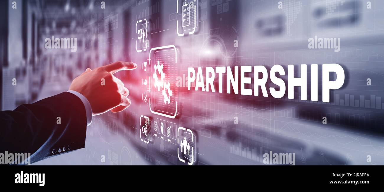 Partnership of companies. Collaboration. Business Technology Internet ...