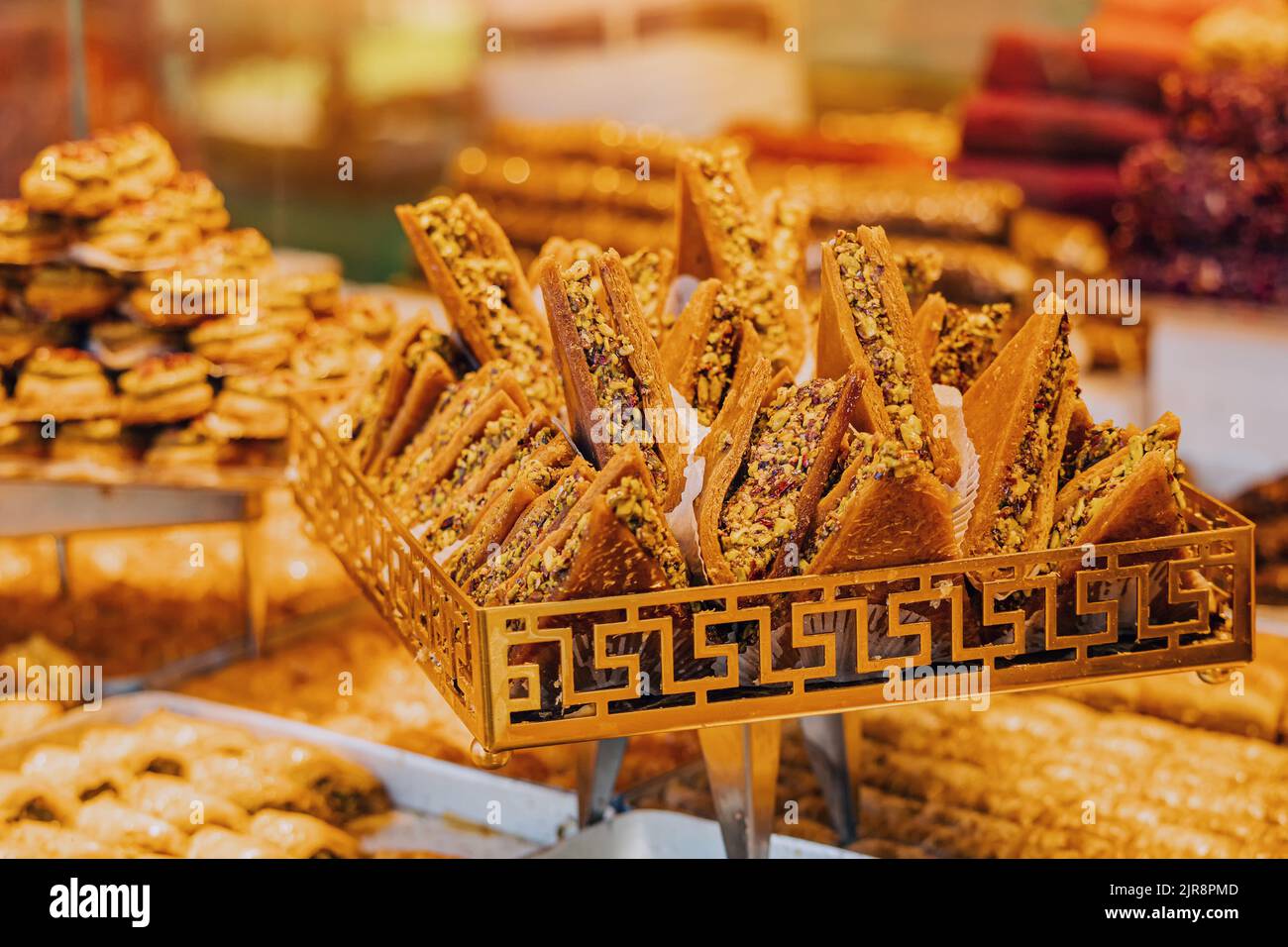 Various Turkish delights sweets and traditional authentic helva candy ...