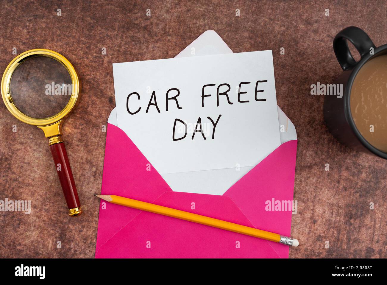 Text caption presenting Car Free Day. Concept meaning Environment ...