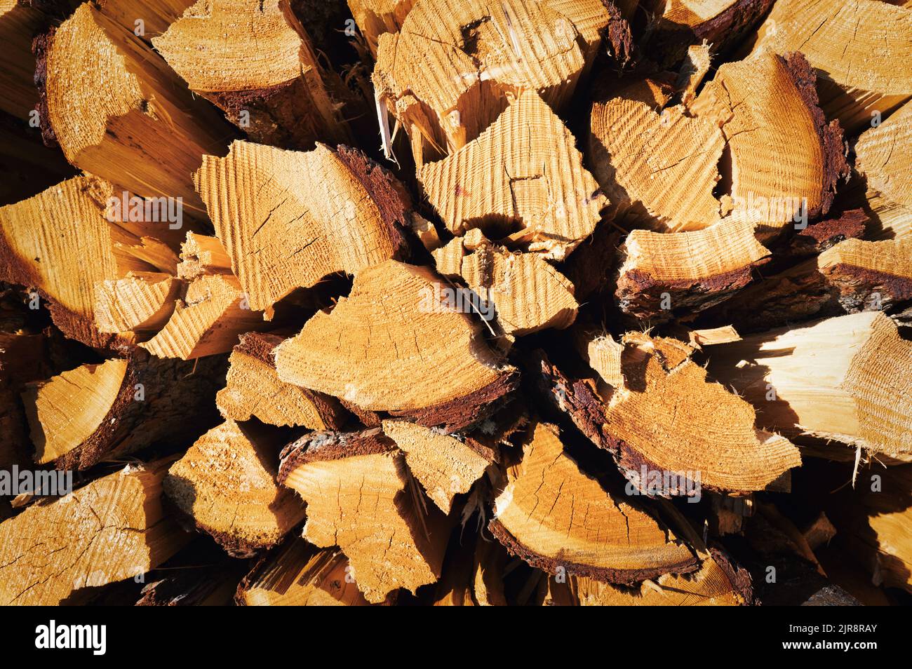 Details of Firewood for fire cut and stacked ready for burning Stock ...