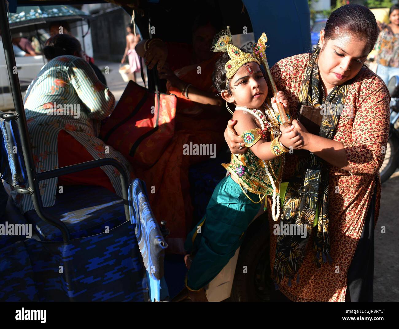 Children dressed as Lord Krishna participate in a dress competition ...