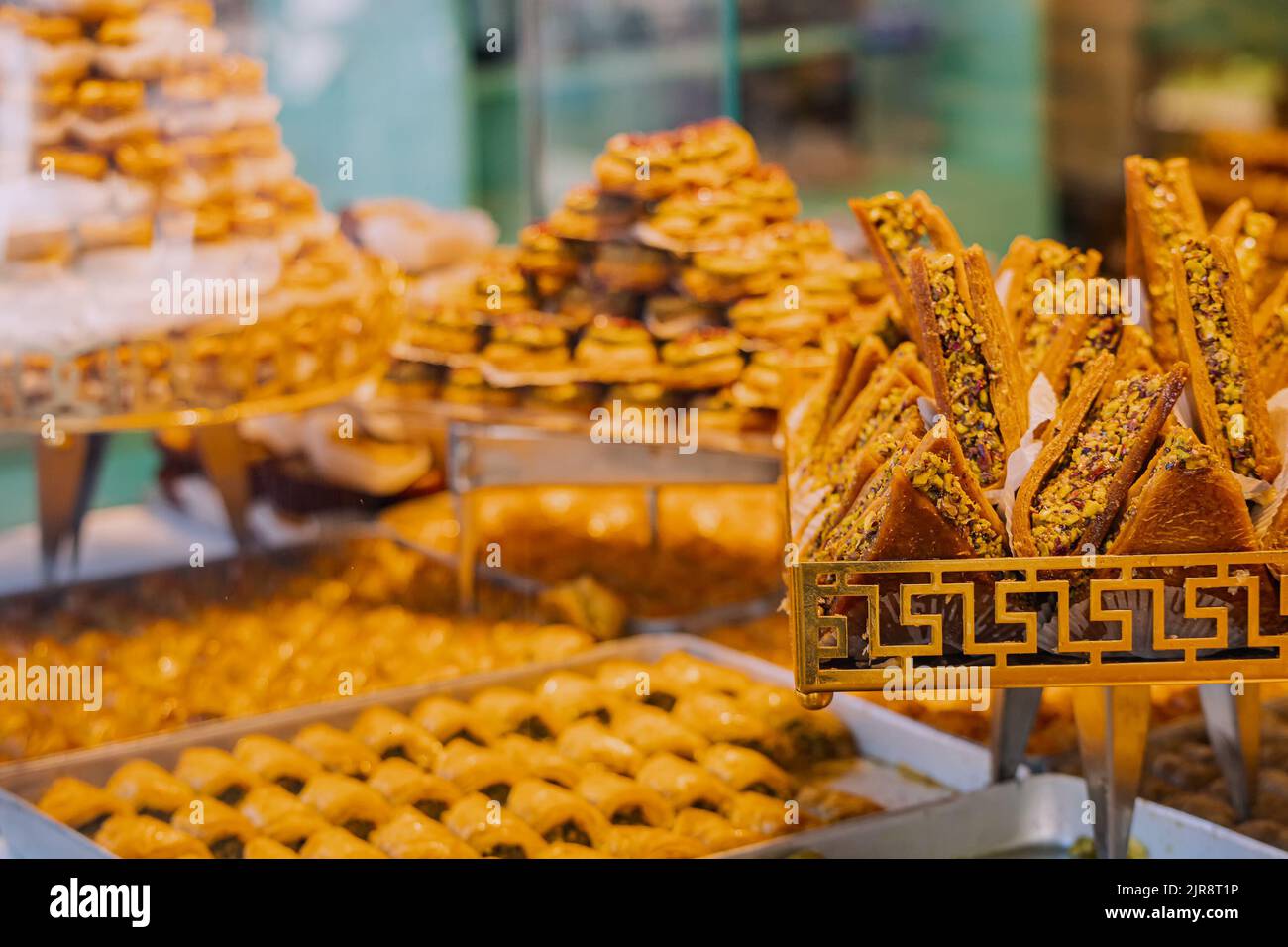 Various Turkish delights sweets and traditional authentic helva candy ...