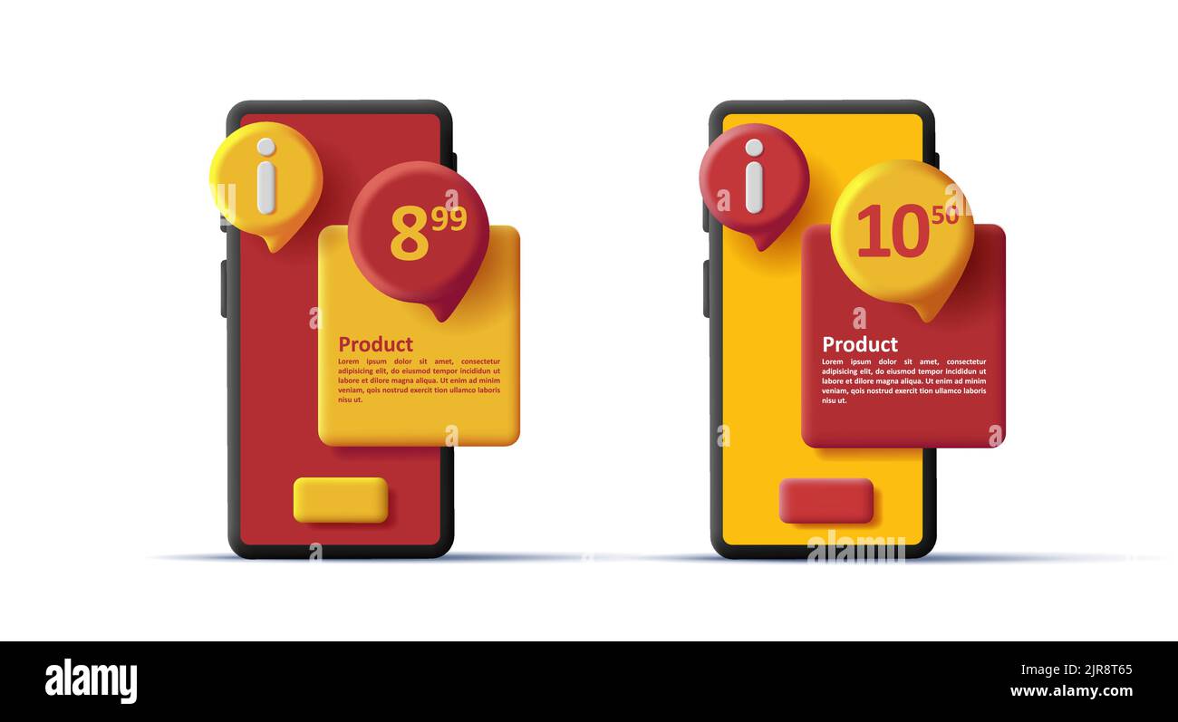 3d illustration of smartphone with price bubble banner, 3d volume ...