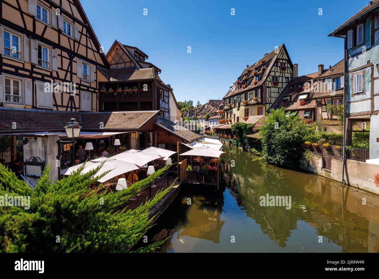 water canal in Petite Venise oldtown of Colmar in Alsace Stock Photo ...