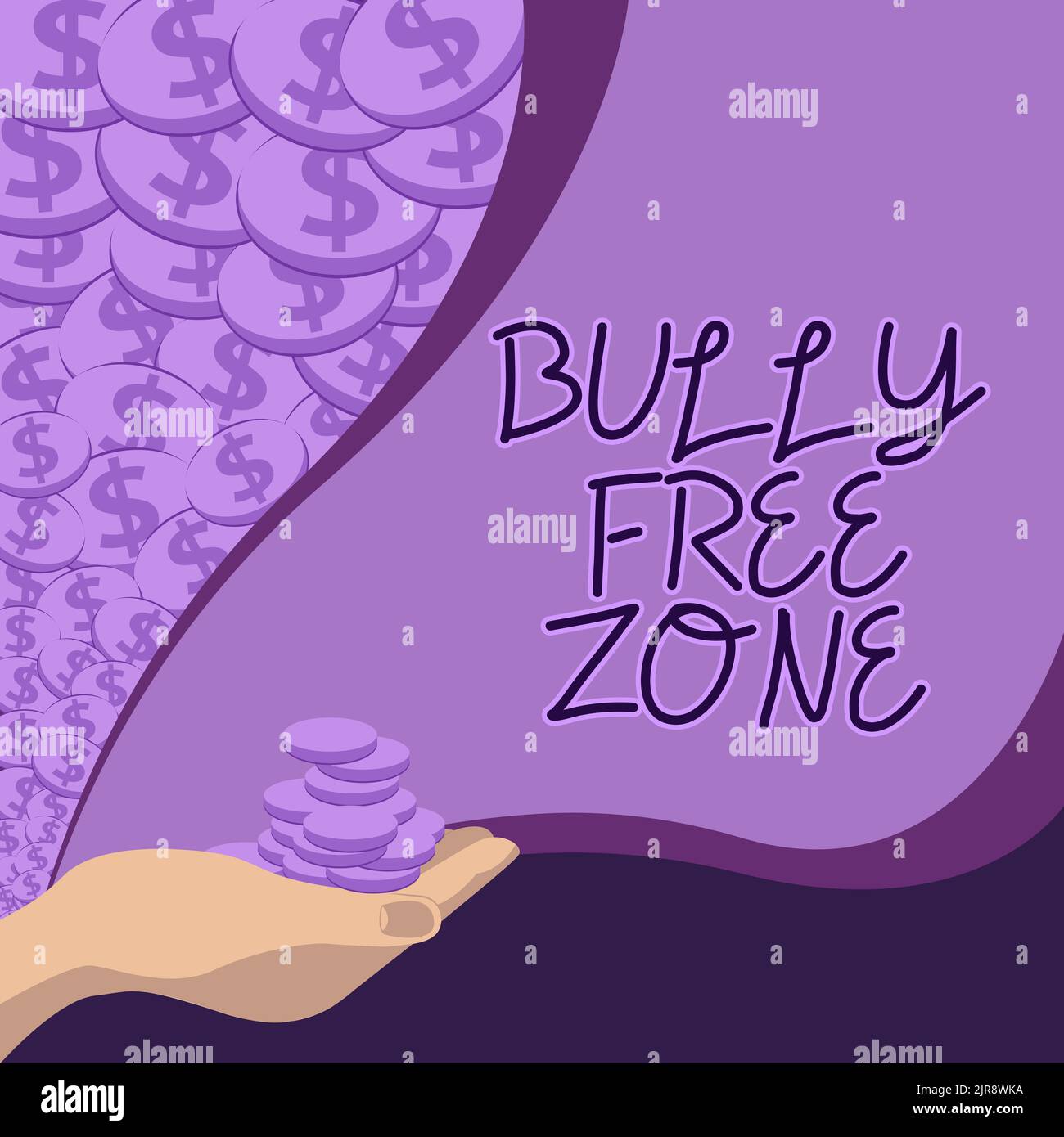 Text caption presenting Bully Free Zone. Business concept Be respectful ...